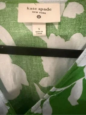 kate spade | Dresses | Kate Spade Green And White Floral Tiewaist Midi ...